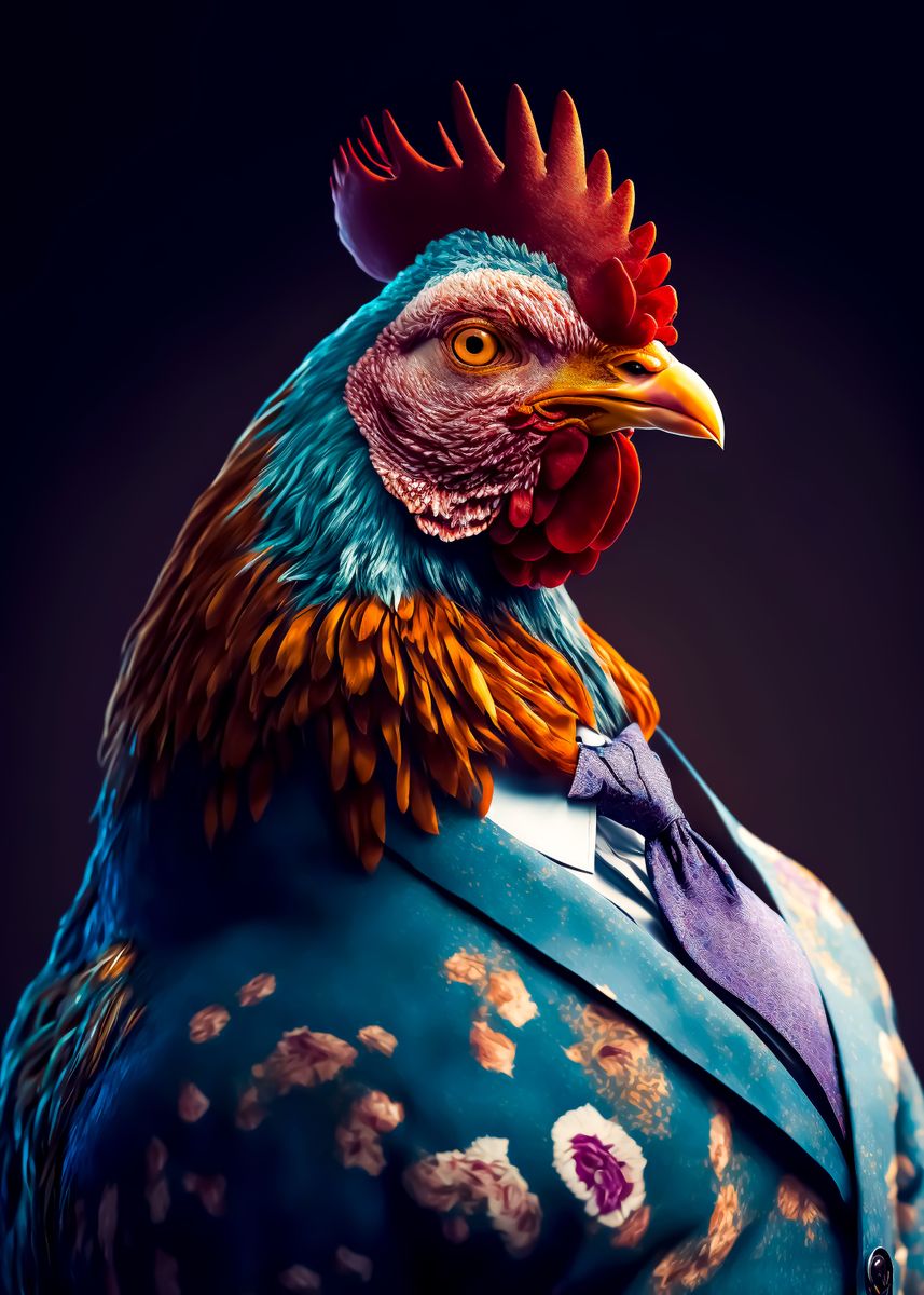 'Rooster' Poster, picture, metal print, paint by James Garcia | Displate