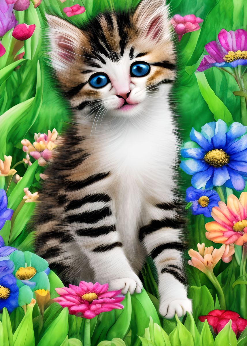 'Animal Cat Cute Kitten' Poster, picture, metal print, paint by ...