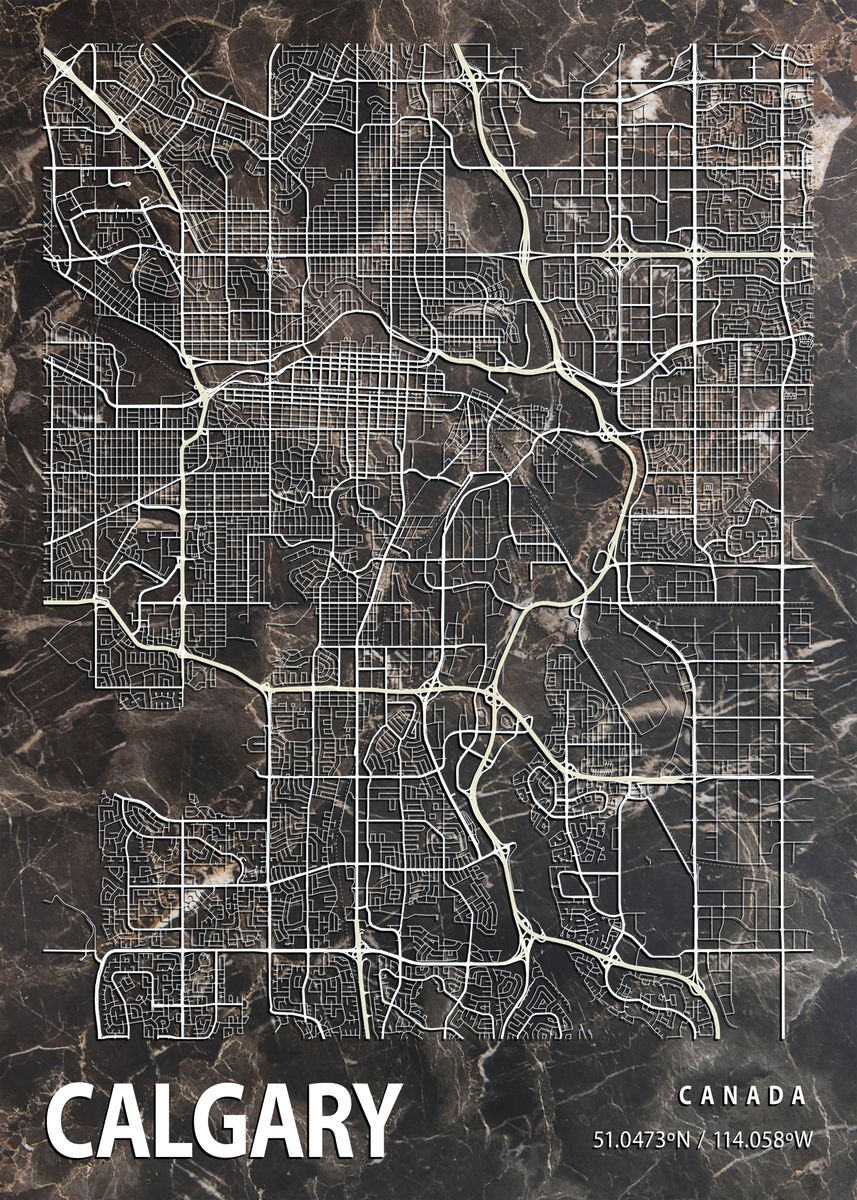 'CALGARY CITY MAP' Poster, picture, metal print, paint by Nae | Displate