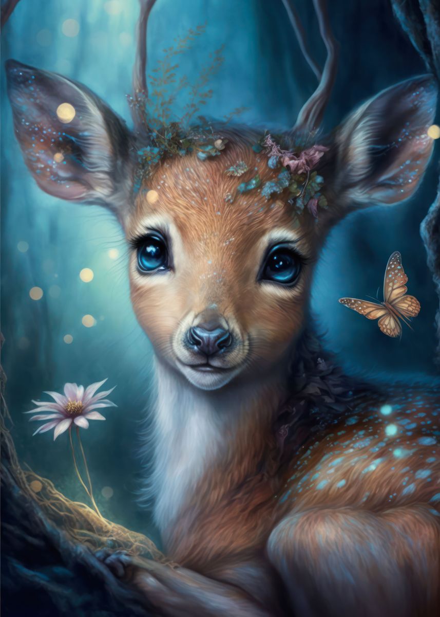 'Beautiful little fawn' Poster, picture, metal print, paint by Dolphins ...