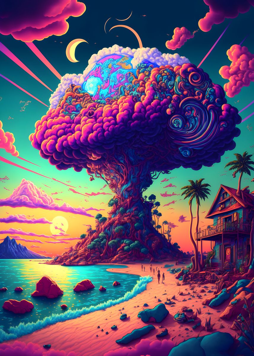 'Colorful Big Tree' Poster, picture, metal print, paint by Marcelo ...