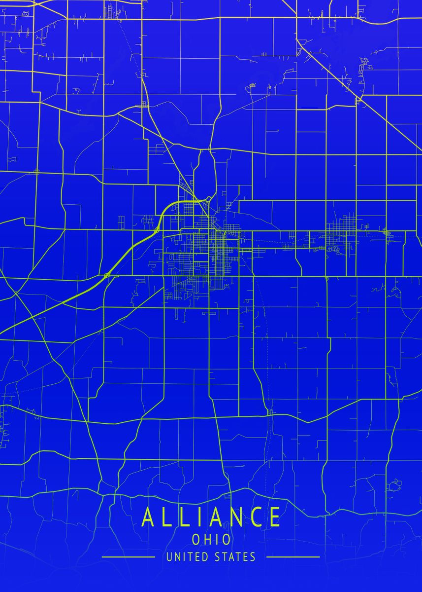 ' Alliance Ohio City Map' Poster, picture, metal print, paint by Gigi ...