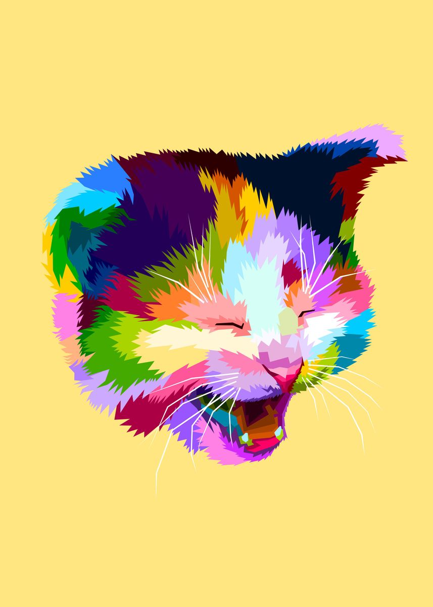 'Happy cat head' Poster, picture, metal print, paint by Le Duc Hiep ...