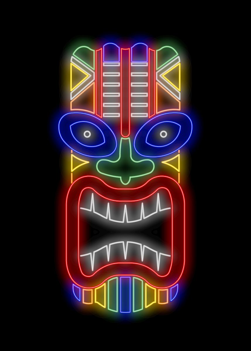 'Tiki Mask 10' Poster, picture, metal print, paint by Mr Wolfheart ...