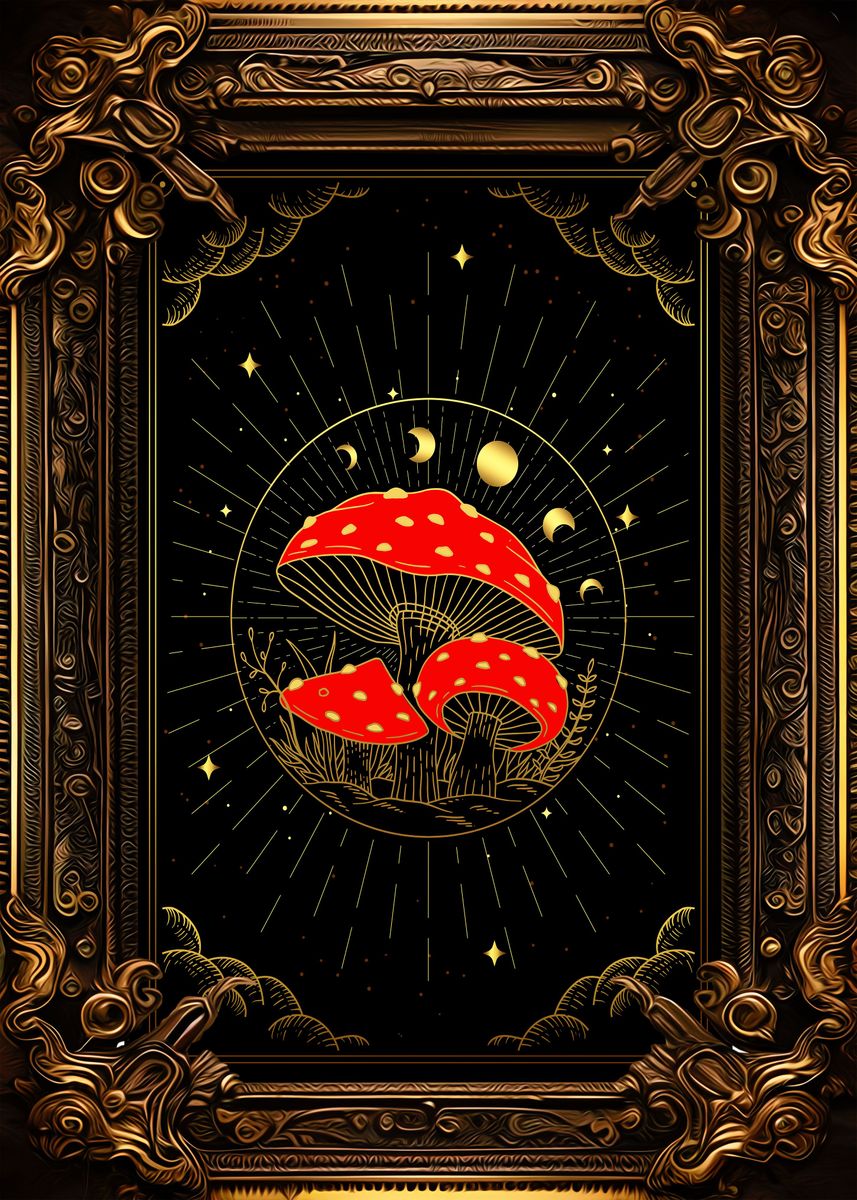 'Tarot the moon toadstools' Poster by Michael Landsberger | Displate