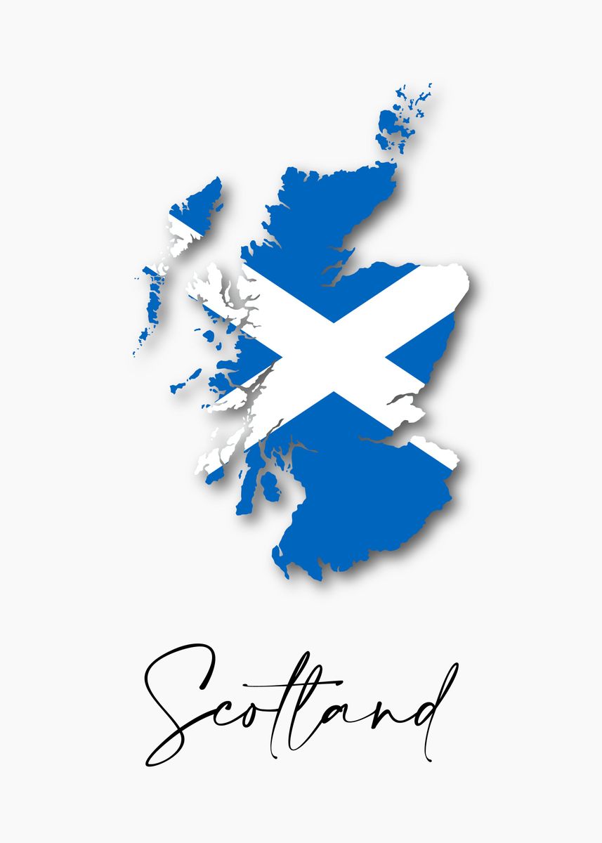 'Scotland Country Map Flag' Poster, picture, metal print, paint by ...