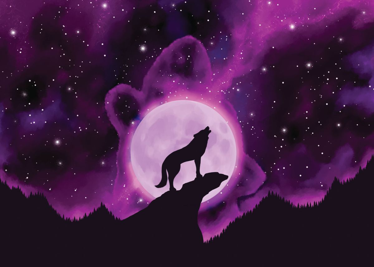 'Wolf Howling at the Moon' Poster by Leanne Moulton | Displate