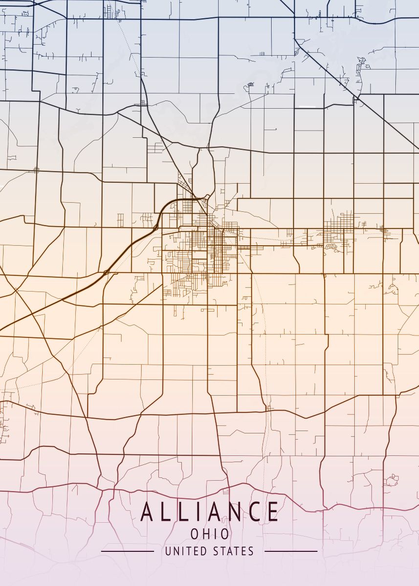 ' Alliance Ohio City Map' Poster, picture, metal print, paint by Gigi ...