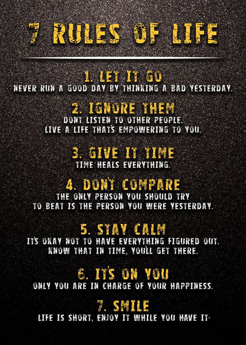 '7 Rules of Life' Poster, picture, metal print, paint by HOLOSOMNIA ...