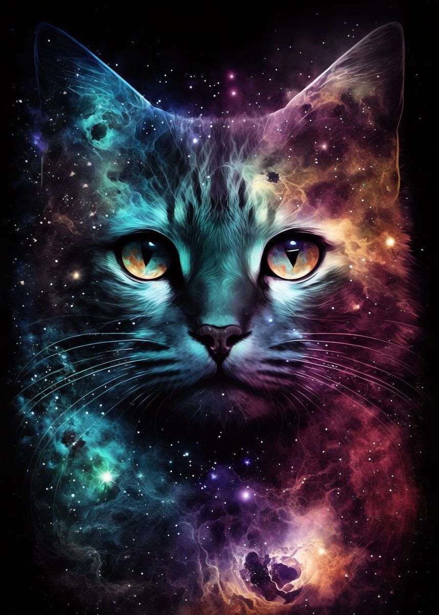 'Cosmic Kitten' Poster, picture, metal print, paint by Bertil Hansen ...