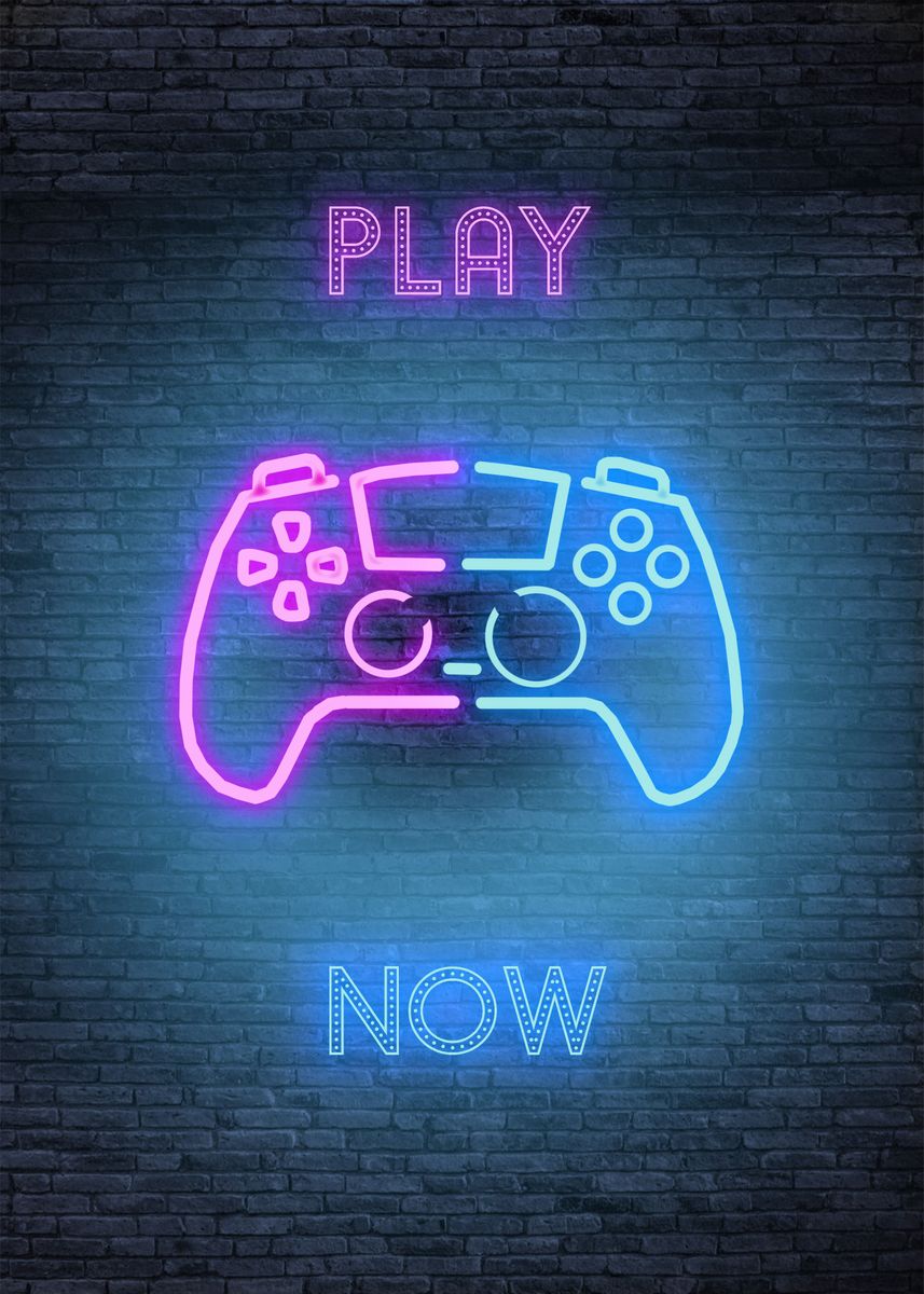 'PLAY NOW' Poster, picture, metal print, paint by TroisiemeOeil | Displate