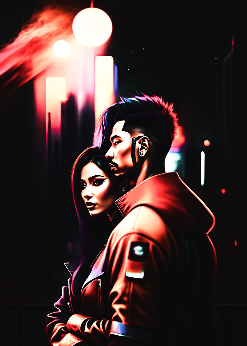 'Cyberpunk couple' Poster, picture, metal print, paint by Erik Ourdi ...