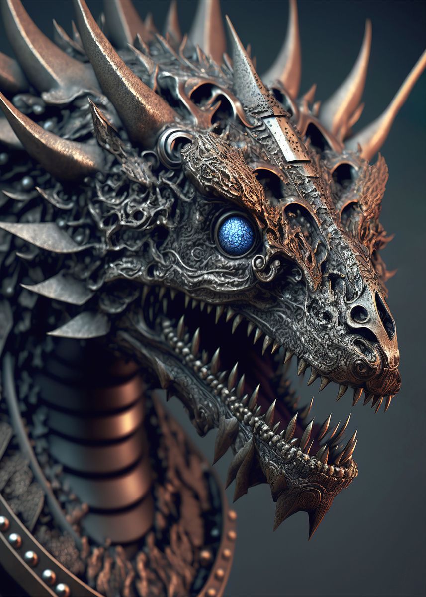 'Dragon Head VI' Poster, picture, metal print, paint by Arturo Vivo ...