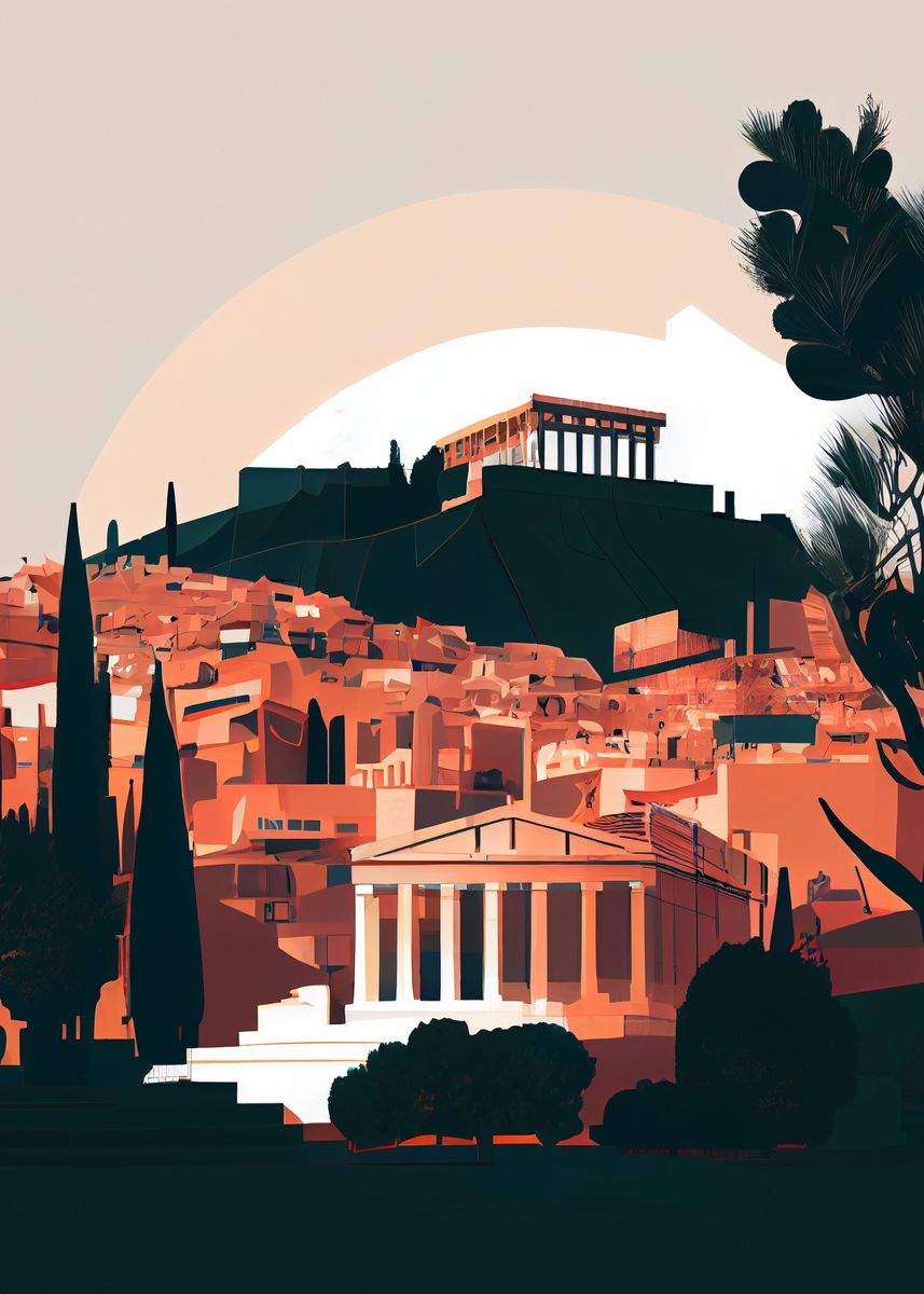 'Athens Illustration' Poster, picture, metal print, paint by Gyo ...