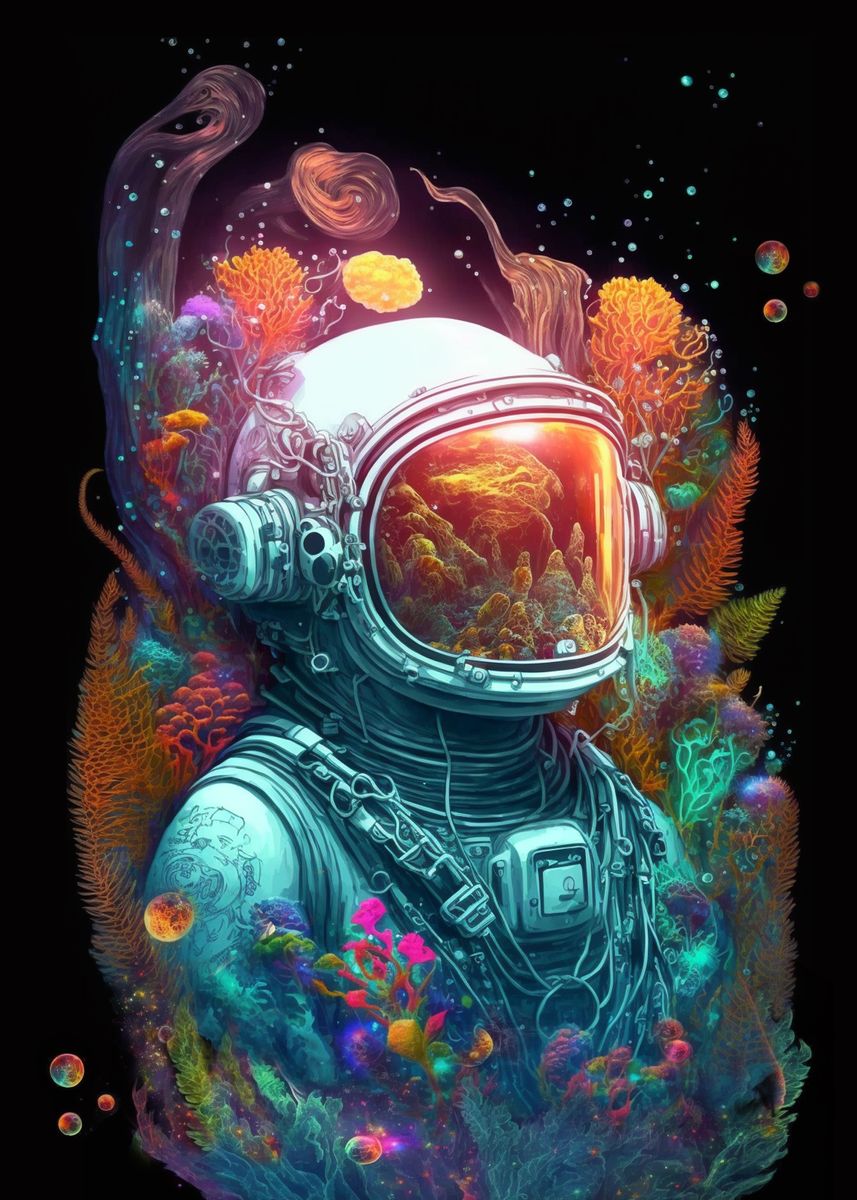 'Lost astronaut 16' Poster, picture, metal print, paint by Kharma Zero ...