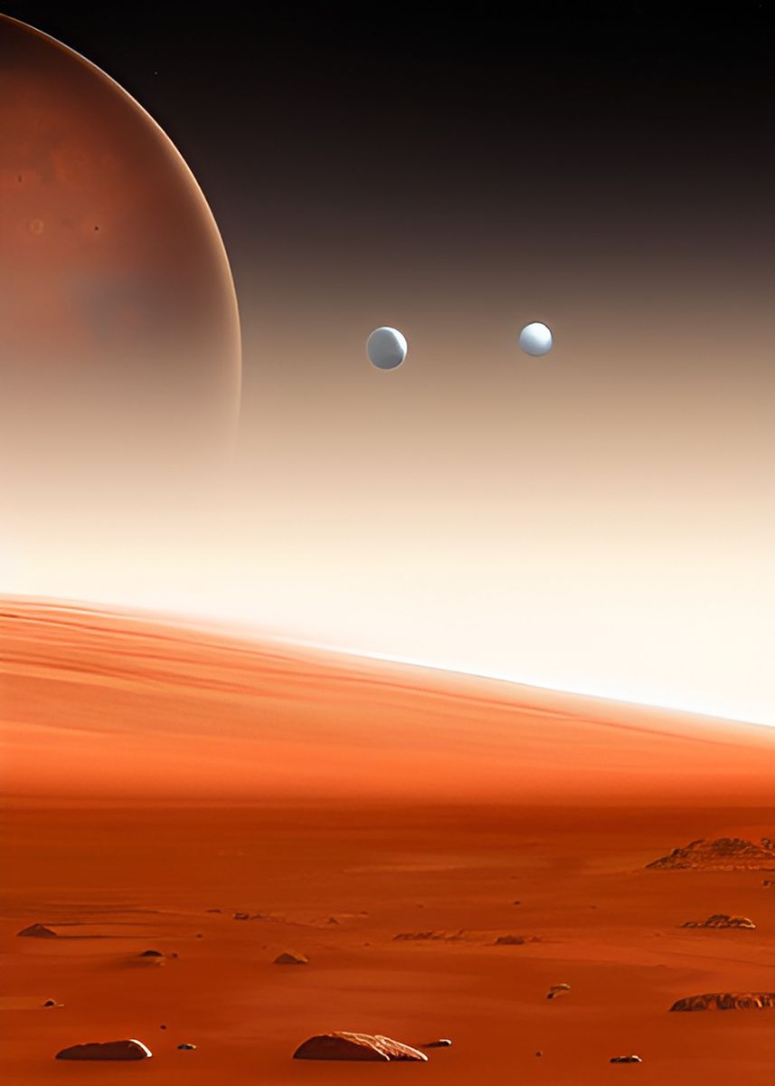 'Space Mars stars galaxies ' Poster, picture, metal print, paint by ...