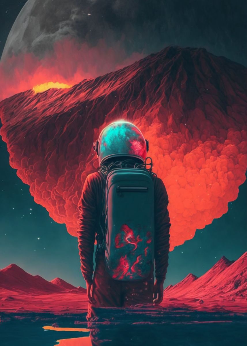 'Astronaut watches the burn' Poster, picture, metal print, paint by ...