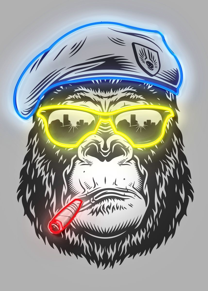 'The gorilla general ' Poster, picture, metal print, paint by Van ...