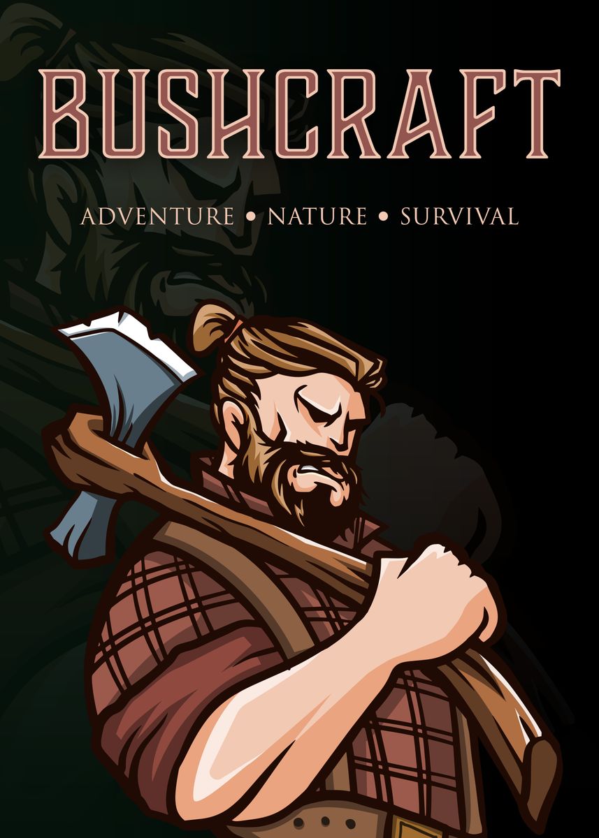 'Bushcraft Outdoorsman' Poster, picture, metal print, paint by ...