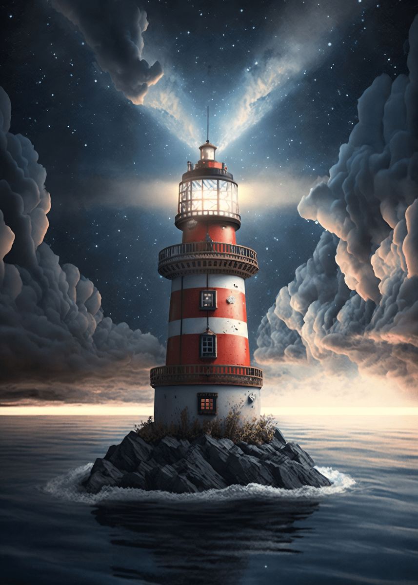 'Light House Space 3' Poster, picture, metal print, paint by John ...