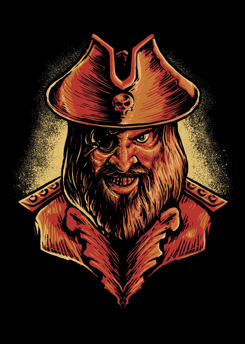 'pirate head' Poster, picture, metal print, paint by Tran Duc Hieu ...