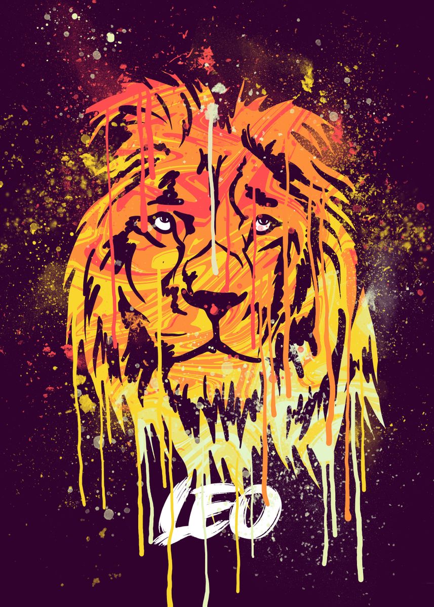 'LION KING LEO ZODIAC' Poster, picture, metal print, paint by RAMRAM ...