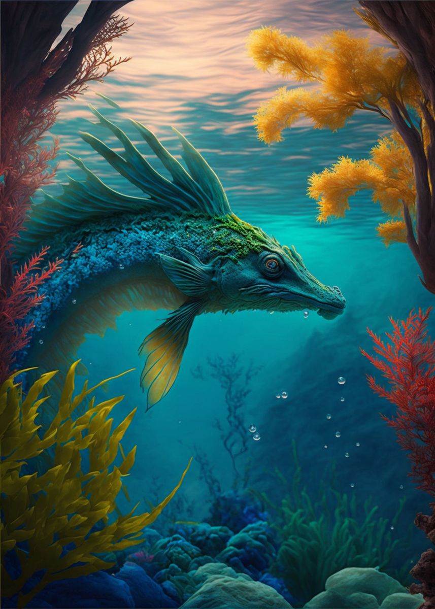 'Sea Dragon' Poster, picture, metal print, paint by ZeusArt | Displate