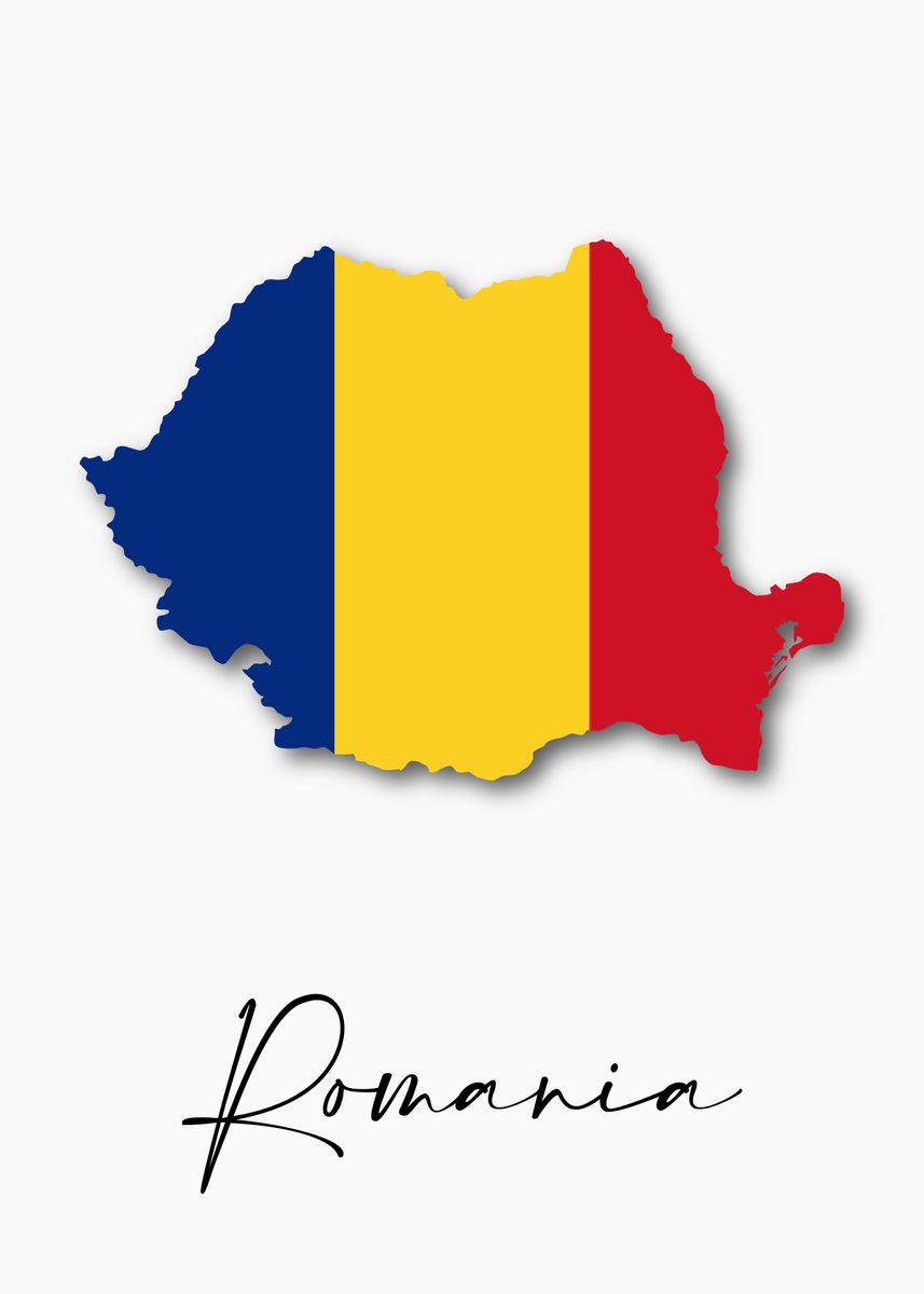 'Romania Country Map Flag' Poster, picture, metal print, paint by ...