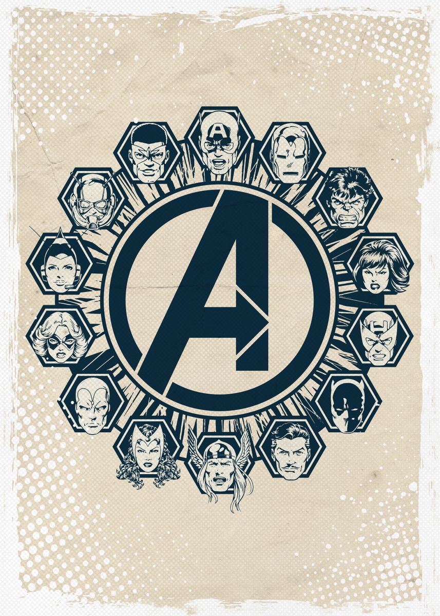 'Avengers circle' Poster, picture, metal print, paint by Marvel | Displate