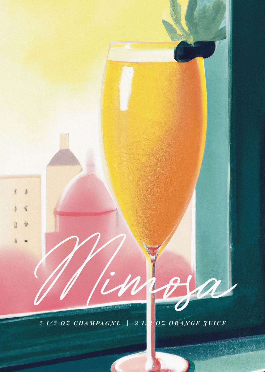 'Mimosa Cocktail Morning' Poster, picture, metal print, paint by ...
