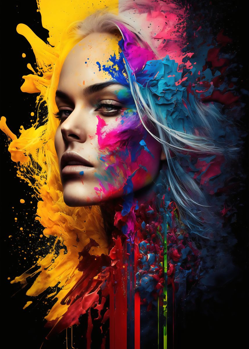 'Abstract colored Woman' Poster by Nathan Ponty | Displate