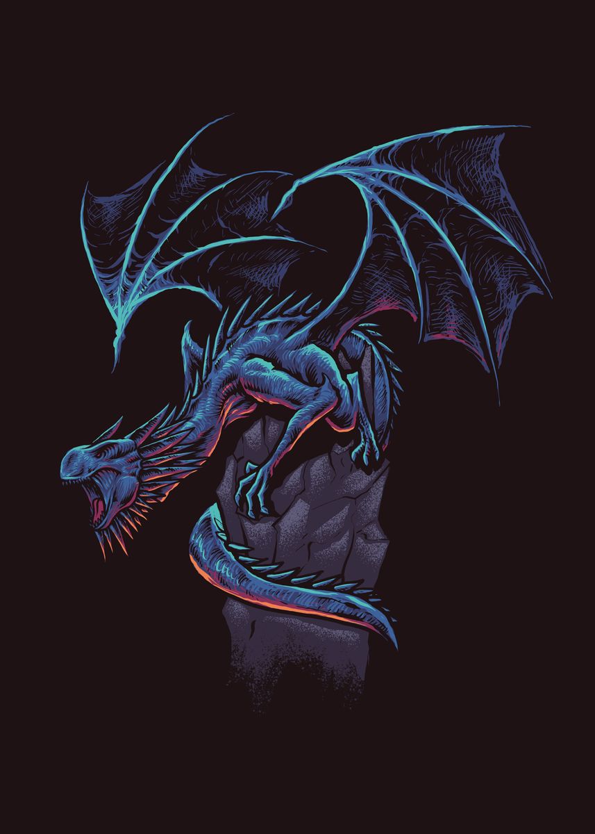 'Great dragon art drawing' Poster, picture, metal print, paint by Tran ...