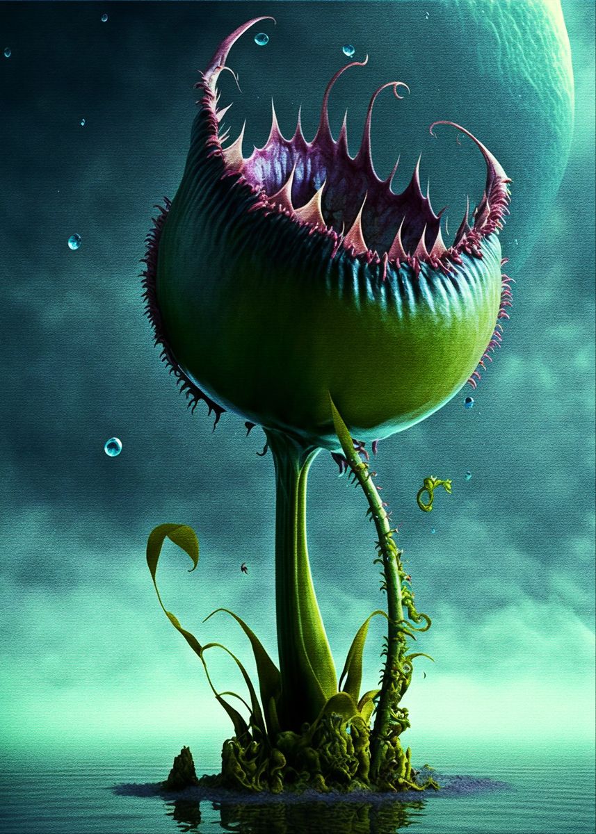 'Carnivorous alien plant' Poster, picture, metal print, paint by Muh Asdar | Displate