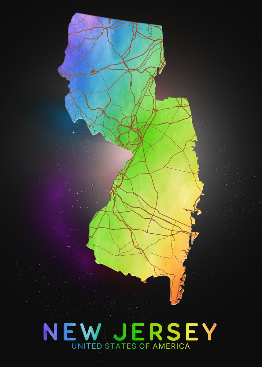 'New Jersey USA' Poster, picture, metal print, paint by Terrance Seay ...