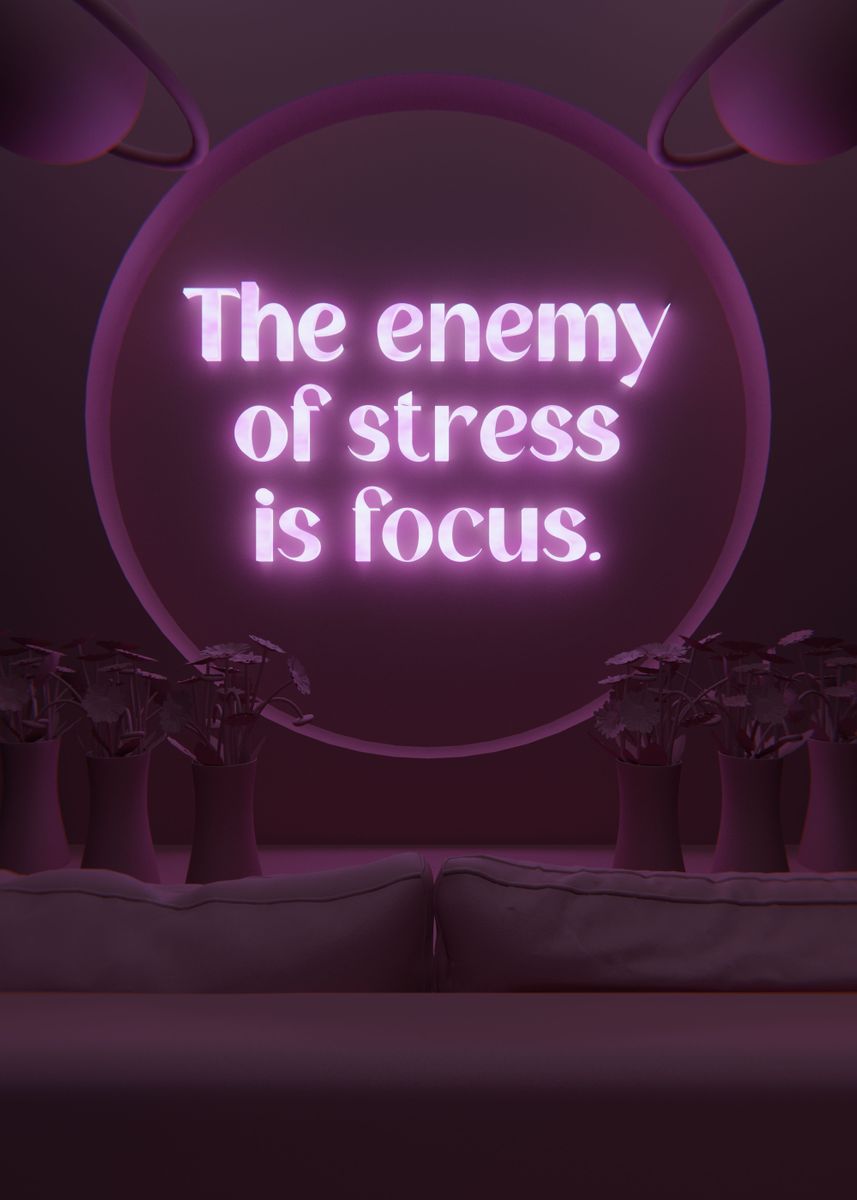 'Stress Enemy Pink 3D Quote' Poster, picture, metal print, paint by ...