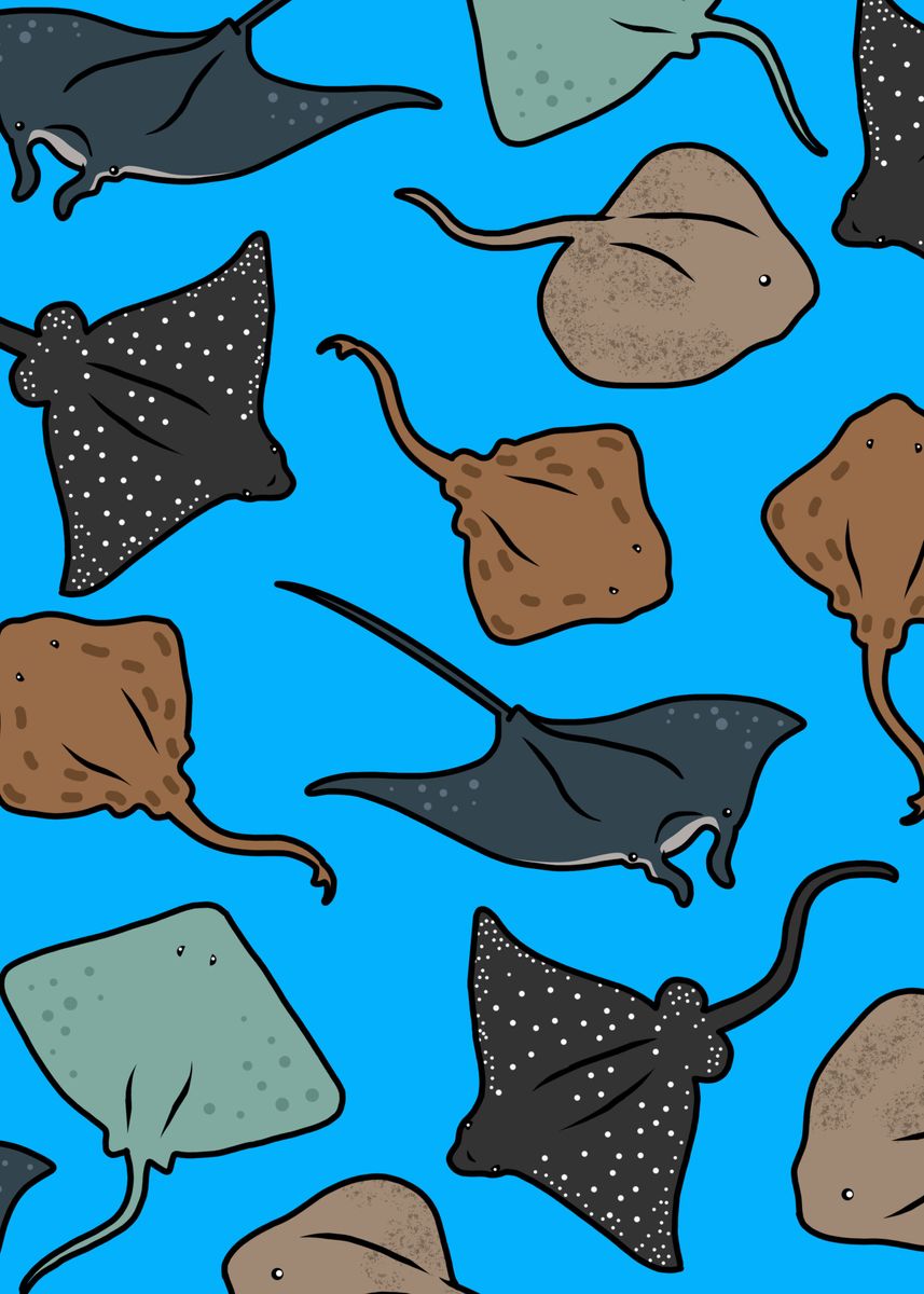 'Manta Stingray Skate Fish' Poster, picture, metal print, paint by ...