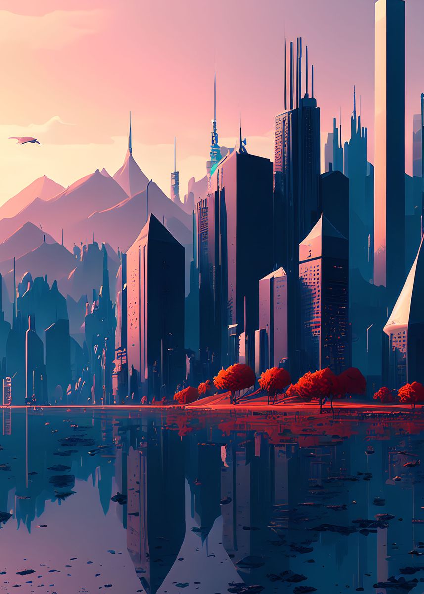 'Future city' Poster, picture, metal print, paint by Lukasz Kobylka ...