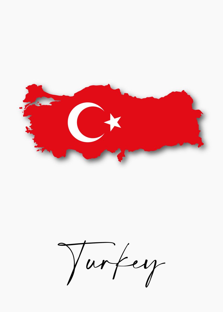 'Turkey Country Map Flag' Poster, picture, metal print, paint by ...