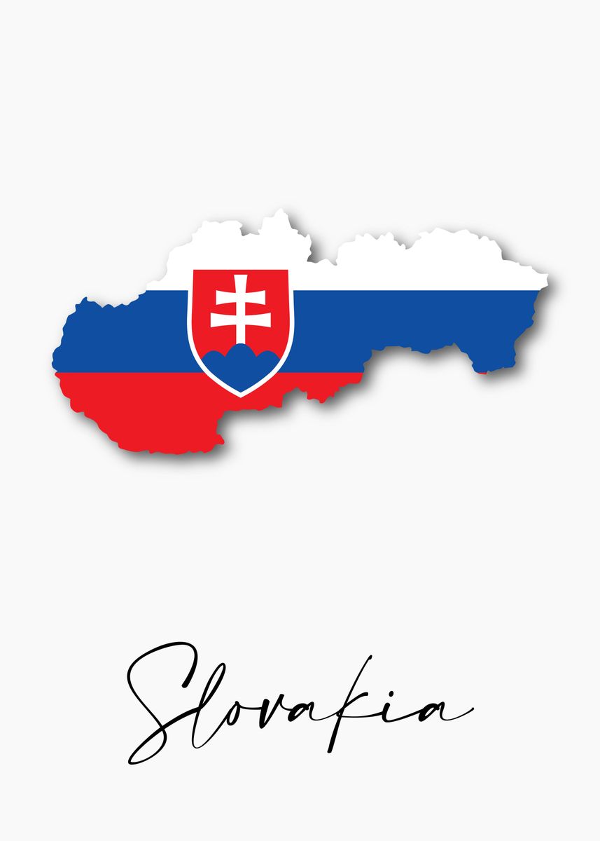 'Slovakia Country Map Flag' Poster, picture, metal print, paint by ...