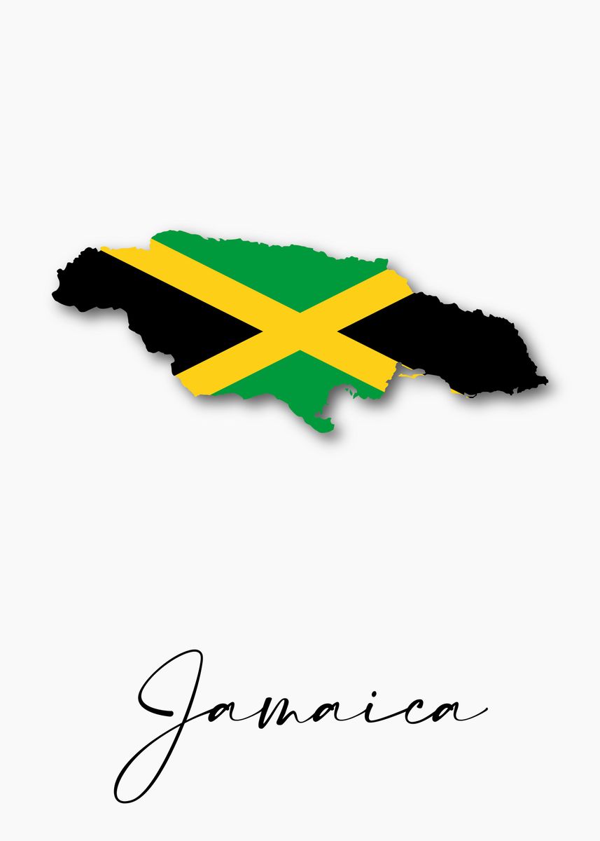 'Jamaica Country Map Flag' Poster, picture, metal print, paint by dkDesign | Displate