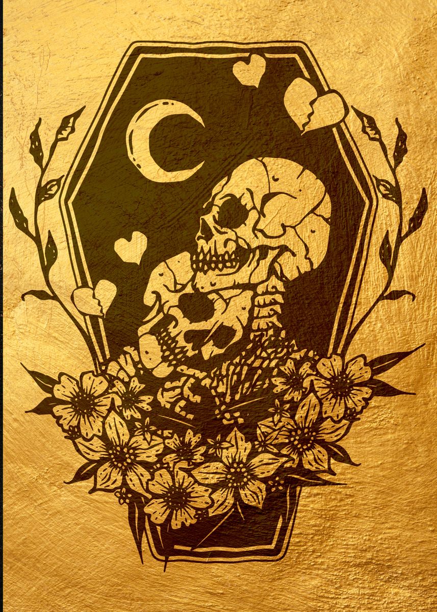 ' Skeleton lovers' Poster, picture, metal print, paint by LouteCrea ...