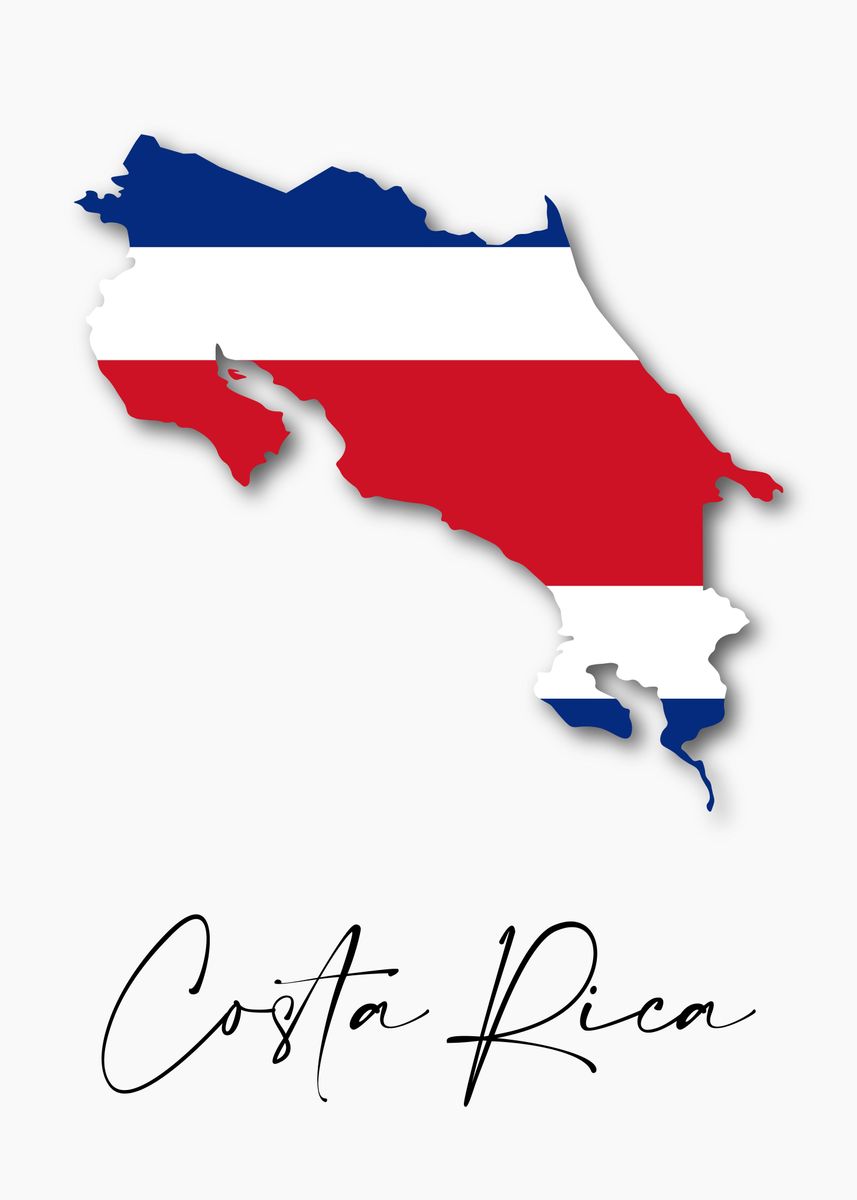 'Costa Rica Country Map' Poster, picture, metal print, paint by ...