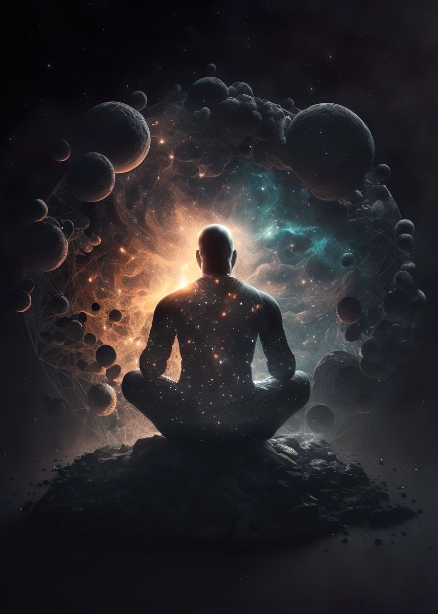 'Lotus Cosmos Meditation' Poster by Guillaume Pingard | Displate