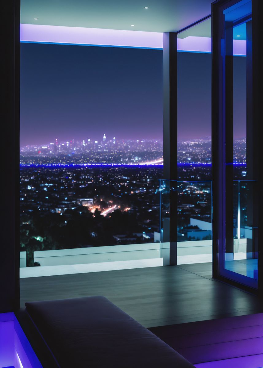 'Los Angeles Night View' Poster, picture, metal print, paint by ...
