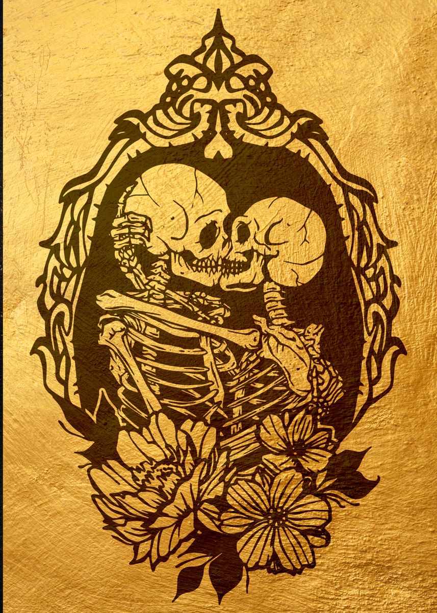 'Skeleton lovers' Poster, picture, metal print, paint by LouteCrea ...