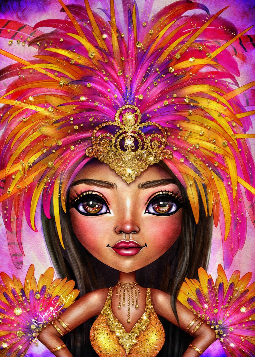 'Brazilian Carnival Girl' Poster, picture, metal print, paint by Nancy ...