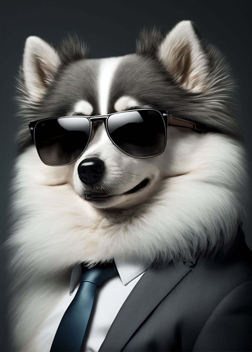 'A secret agent husky' Poster, picture, metal print, paint by Absuro ...
