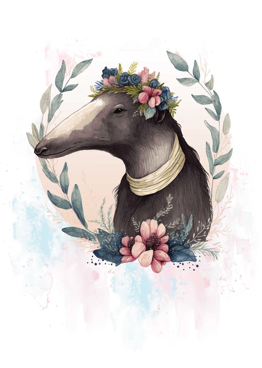 'Cute Anteater Animal Art' Poster, picture, metal print, paint by ...
