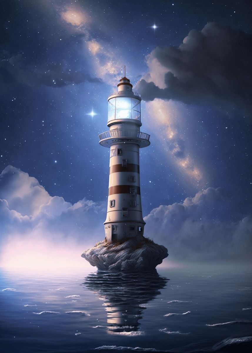 'Light House Space' Poster, picture, metal print, paint by John ...