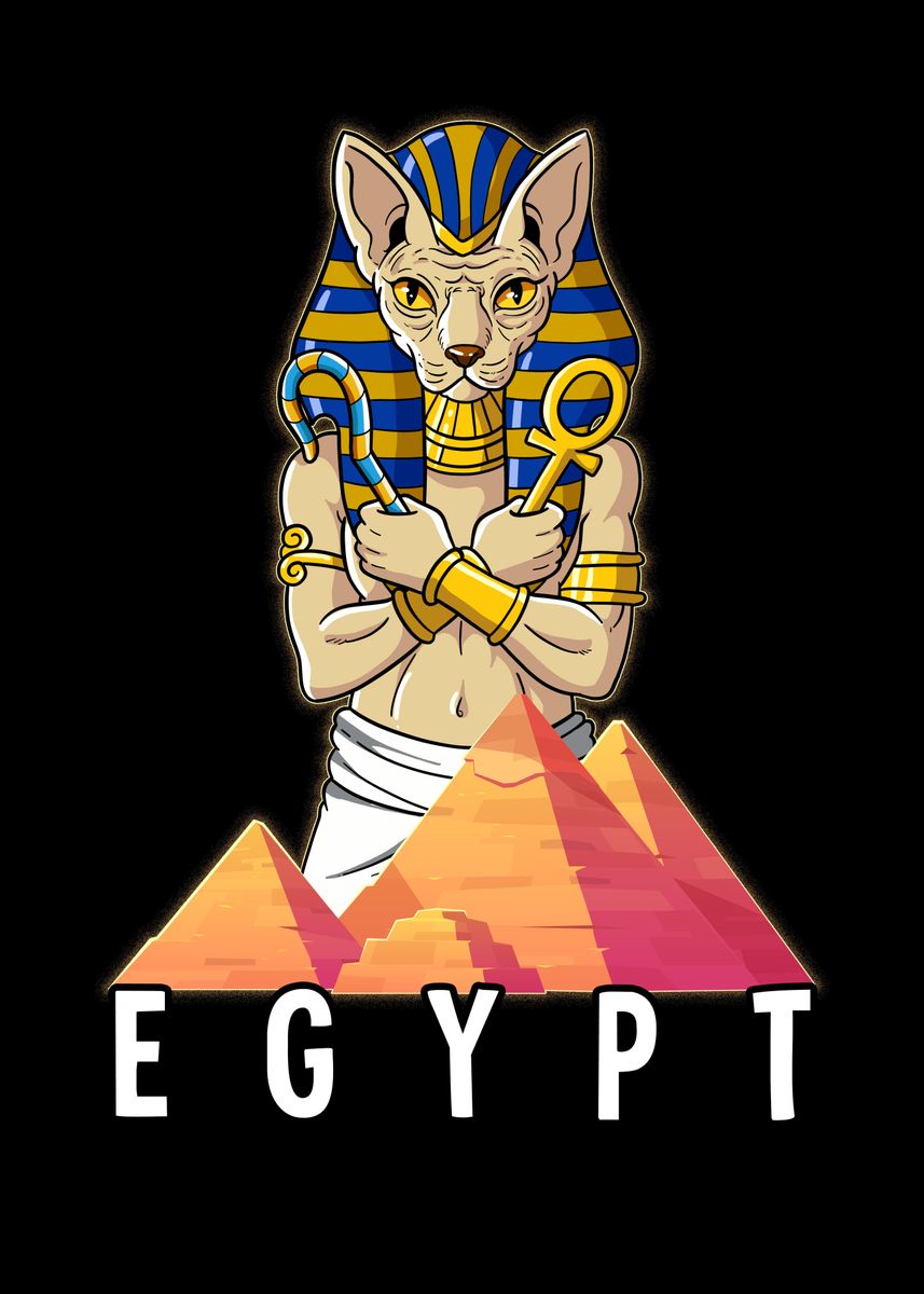 'Egypt Egyptian Cat Sphynx' Poster, picture, metal print, paint by PxL | Displate